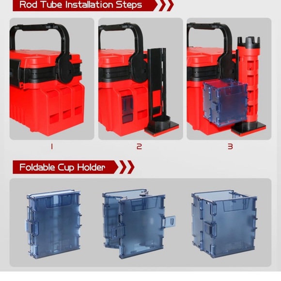 Other | Fishing Box Portable 124x7x9 With Bottle Holder And Rod Stands ...